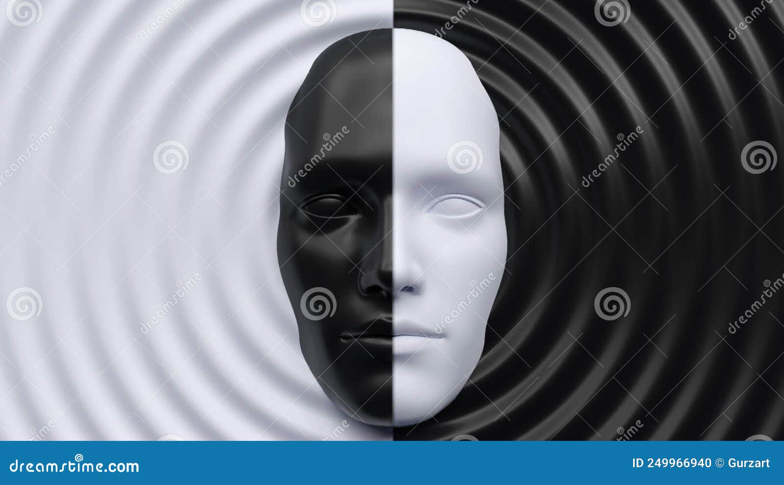 Futuristic Head Portrait with Ripple Surface, Artificial Intelligence ...
