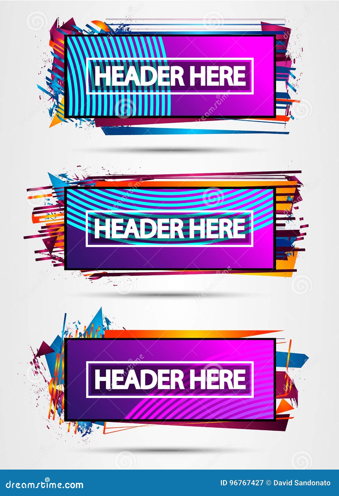 Futuristic Header Frame Design with Abstract Shapes and Drops of Colors ...