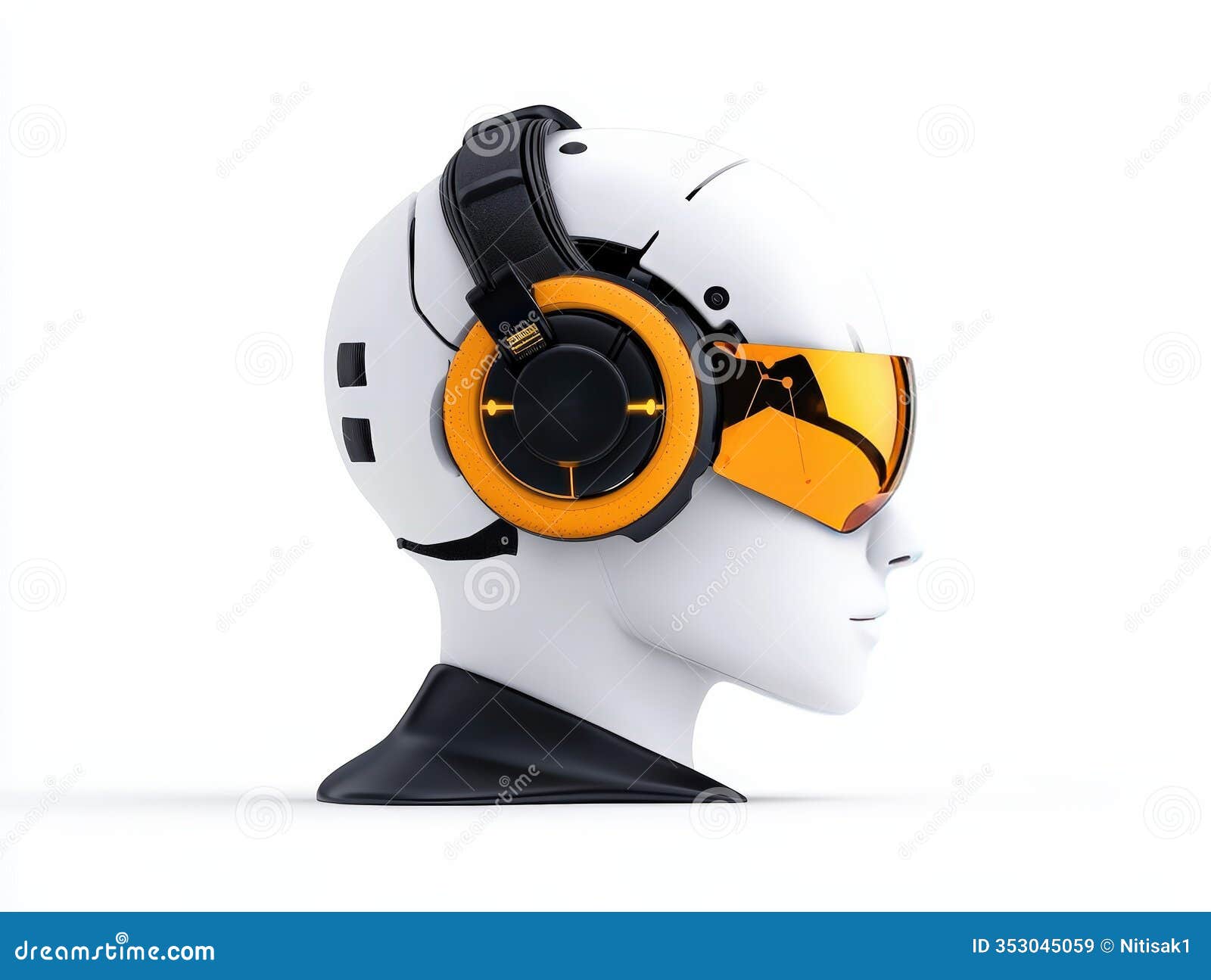 Futuristic Headset on a Mannequin Head Stock Illustration ...