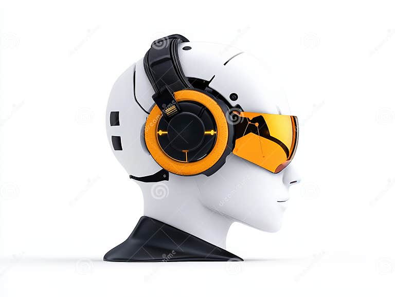 Futuristic Headset on a Mannequin Head Stock Illustration ...