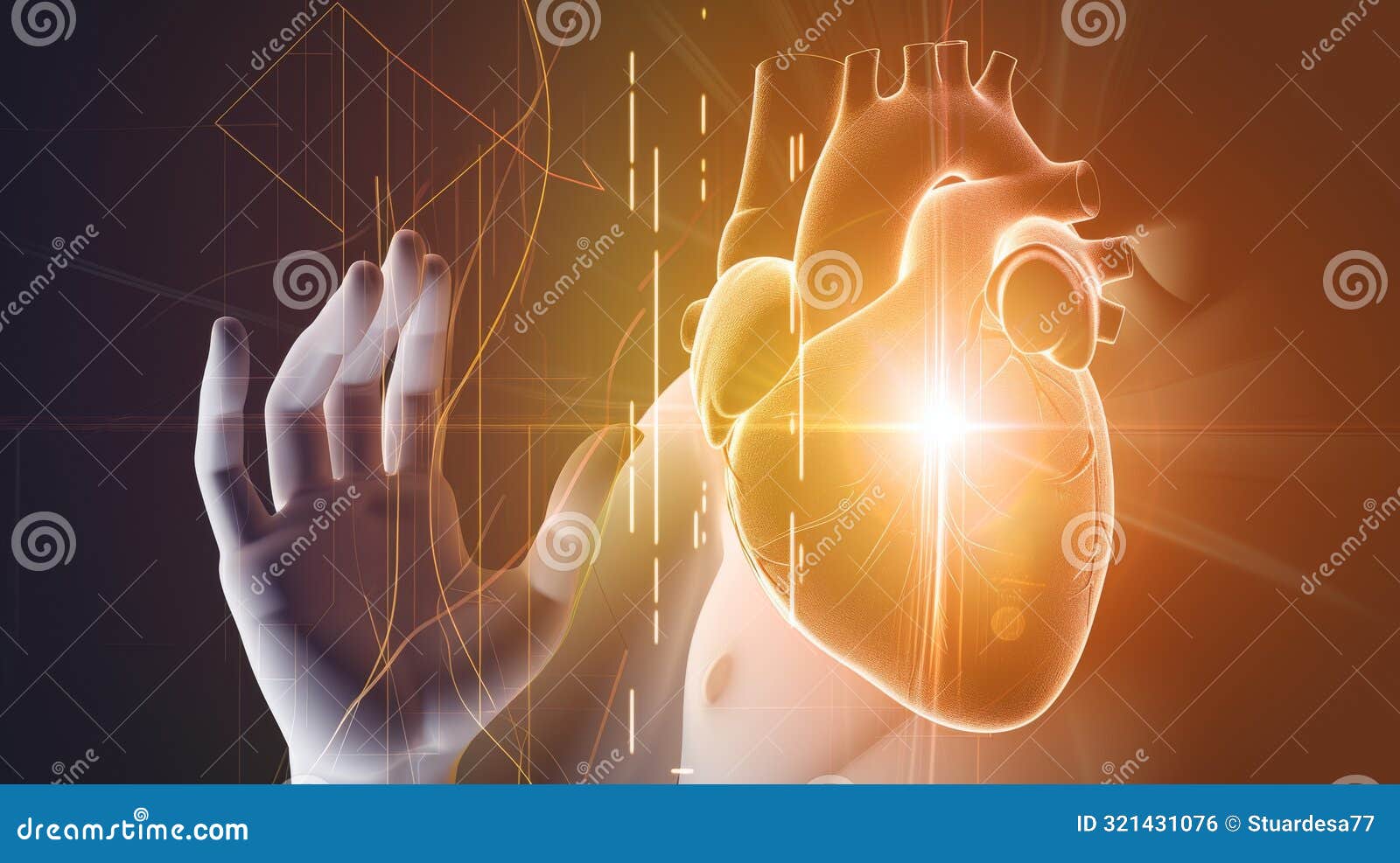Futuristic Heart Model with Virtual Interface Stock Photo - Image of ...