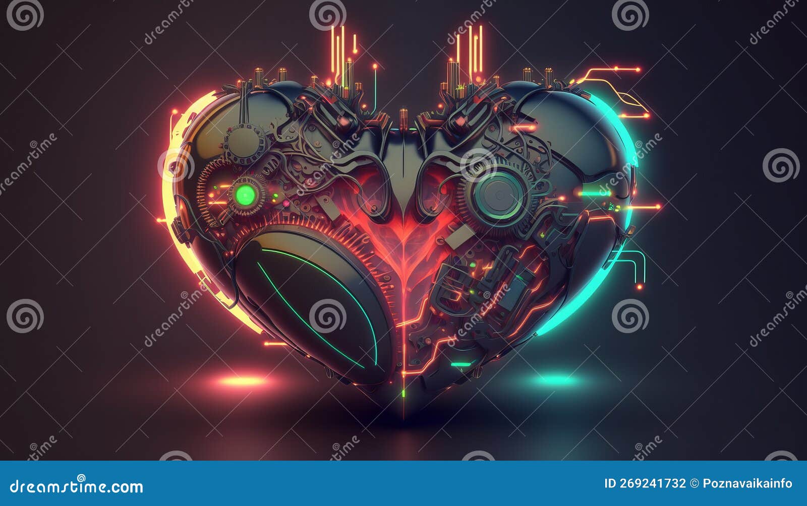 Futuristic Heart Valentines Day AI Generated Stock Illustration ...