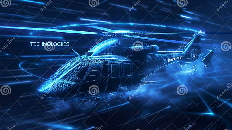 Futuristic Helicopter with Digital Overlay Stock Photo - Image of ...