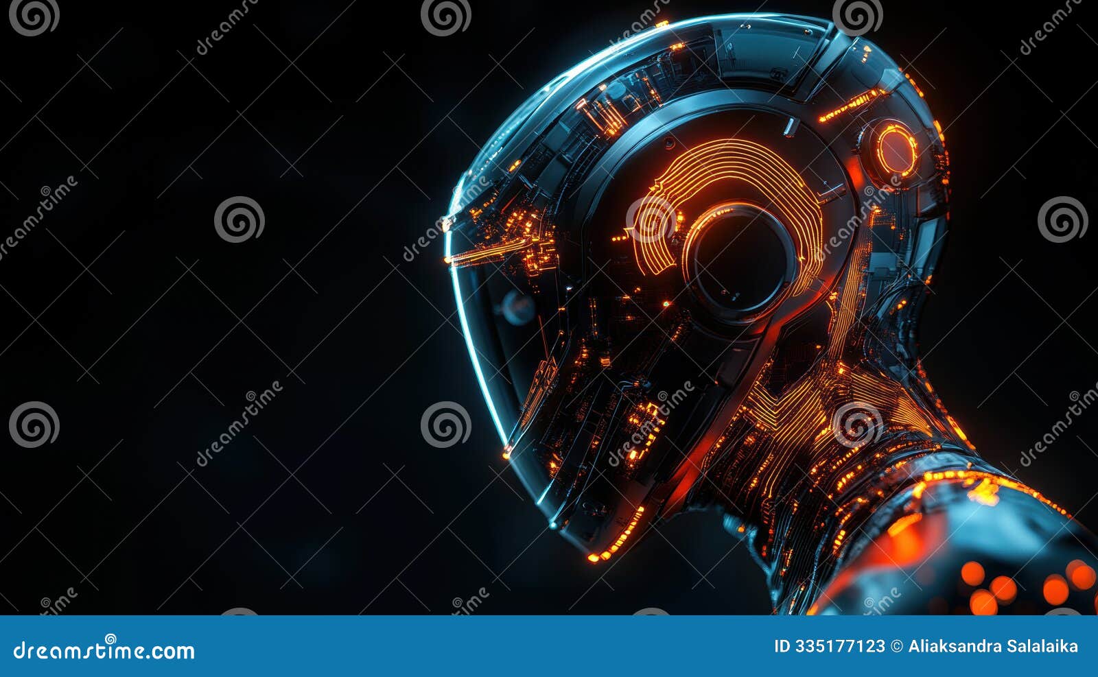 A Futuristic Helmet with Glowing Circuits and Wires, Symbolizing ...