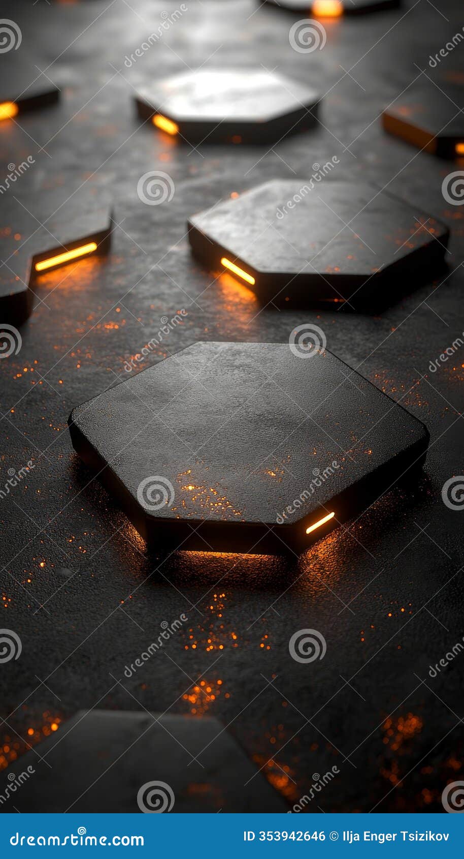 Futuristic Hexagon Pattern with Glowing Lights High-Resolution Abstract ...