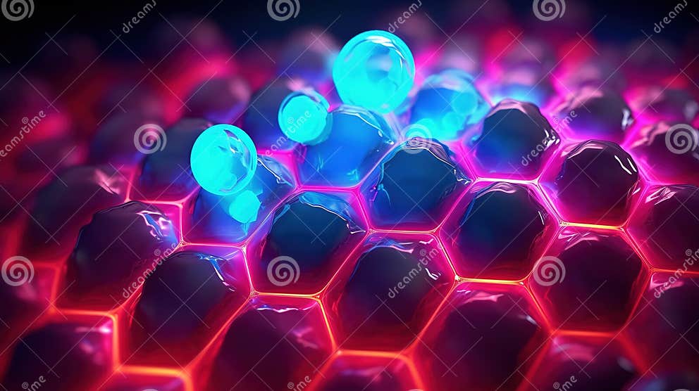 Futuristic Hexagonal Background with Spheres Glowing in Blue. Advanced ...