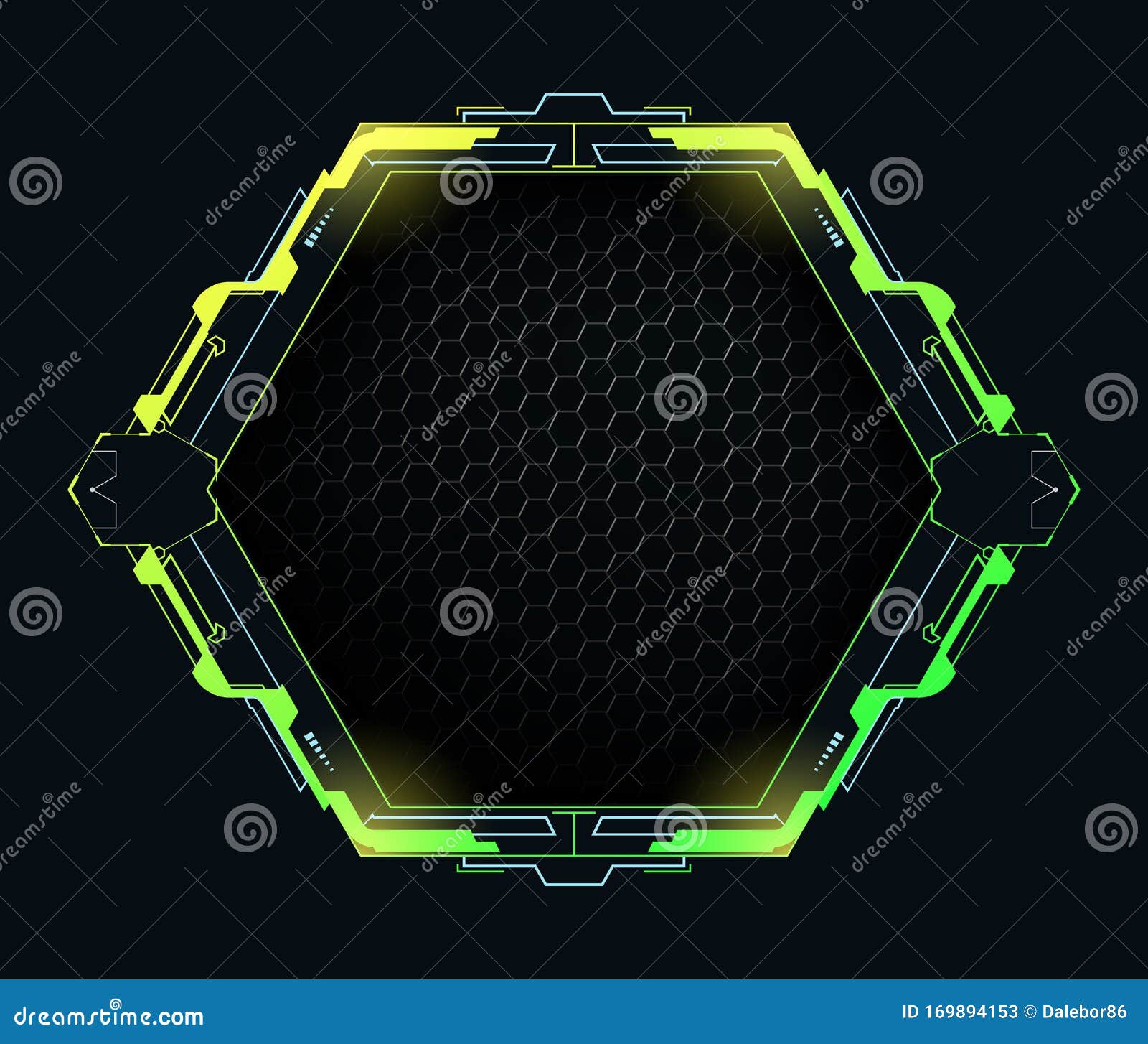 Futuristic Hexagonal Frame with Copy Space Stock Vector - Illustration ...