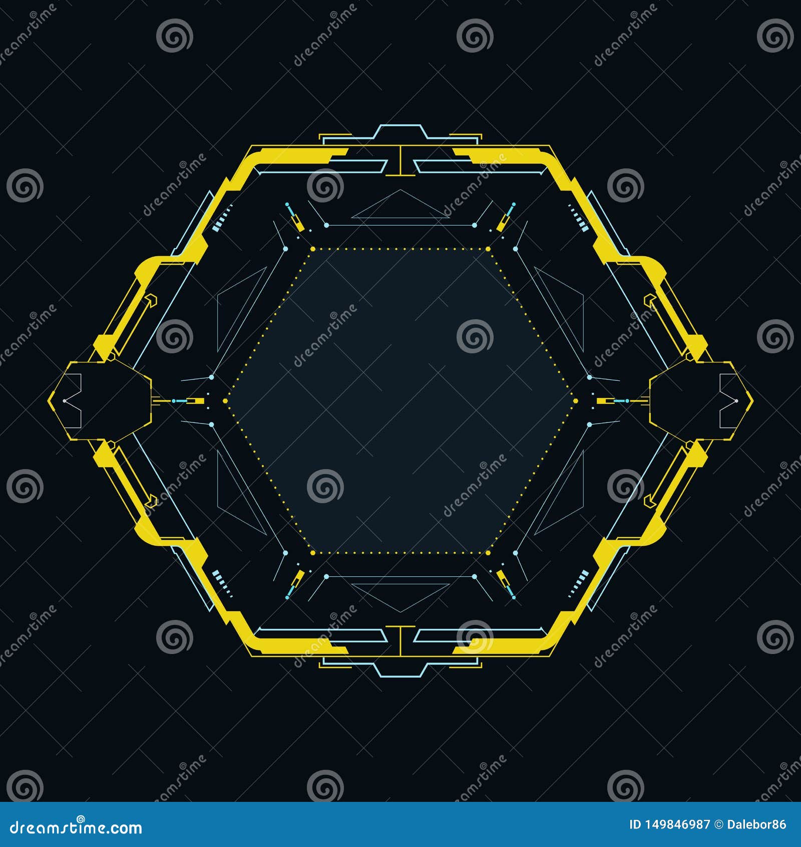 Futuristic hexagonal frame stock vector. Illustration of technology ...