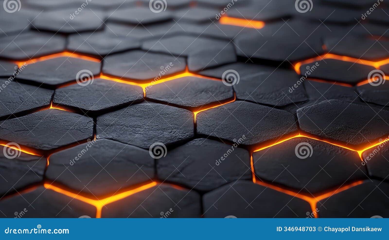 Futuristic Hexagonal Tiles with Glowing Edges Create a Striking ...