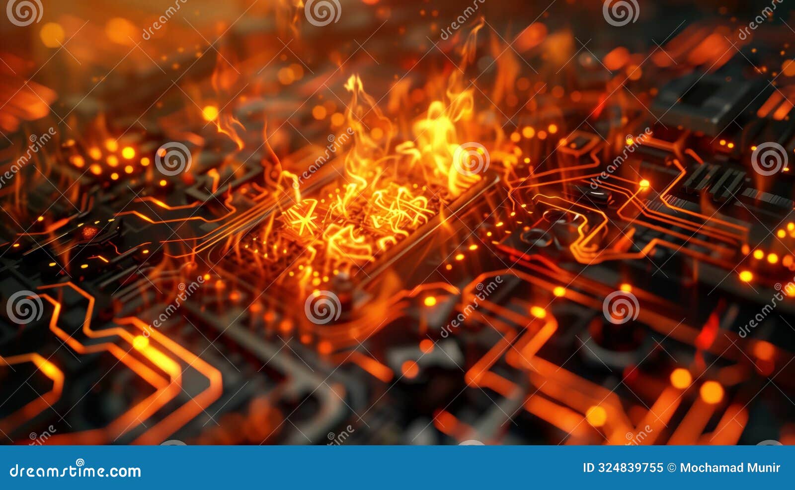 A Futuristic Hi-tech Background Made by Fire Stock Illustration ...