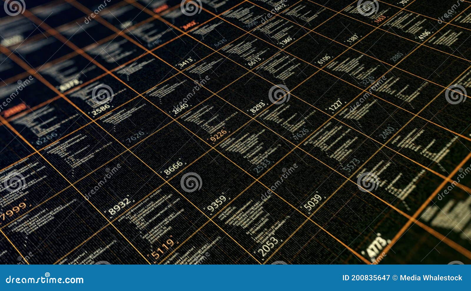 Futuristic Hi Tech Graphic Interface With Digital Code And Data Animation Abstract Chart Of