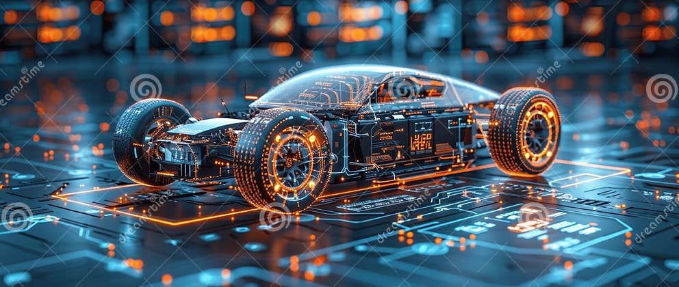 Futuristic High-Performance Electric Vehicle with Data Visualizations ...