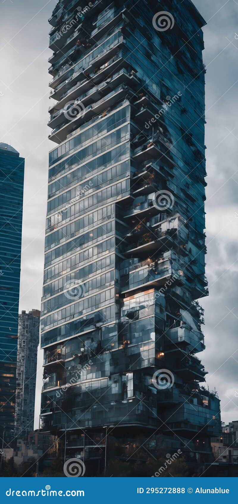 A Futuristic High Rise Skyscraper Stock Illustration - Illustration of ...