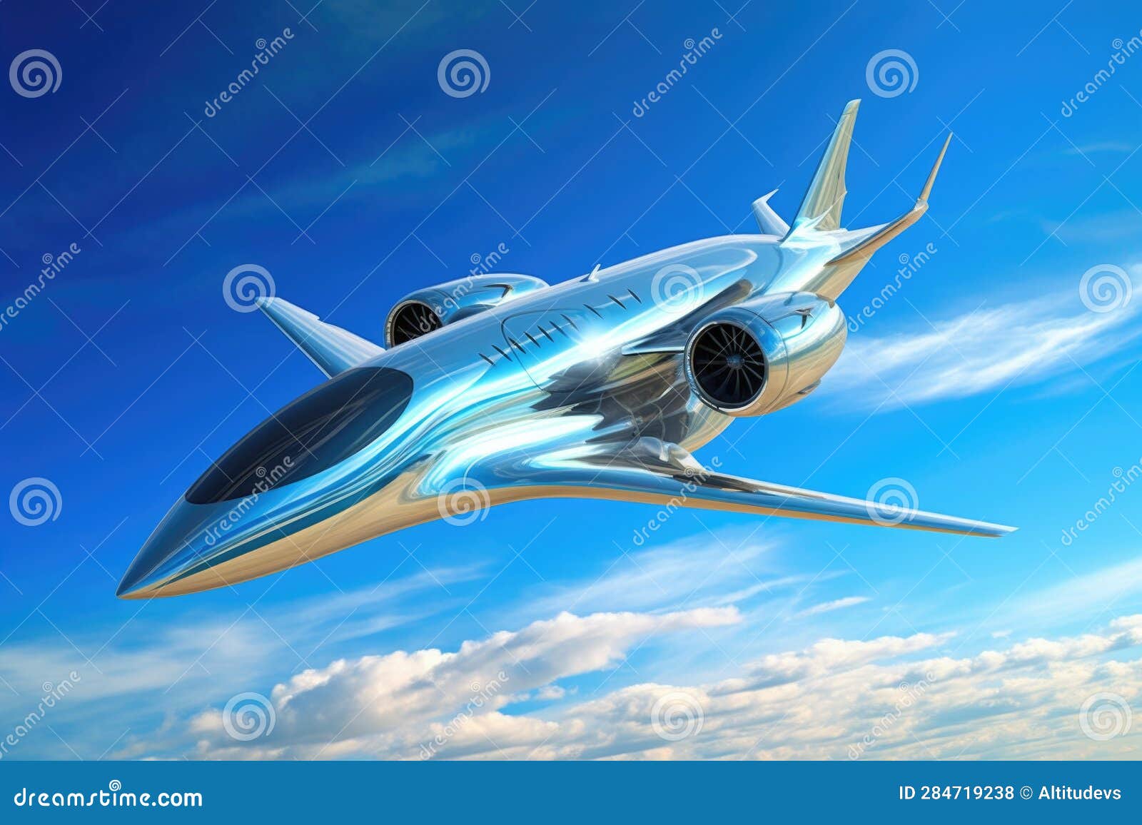 Futuristic High-speed Aircraft Soaring in Clear Blue Sky Stock ...