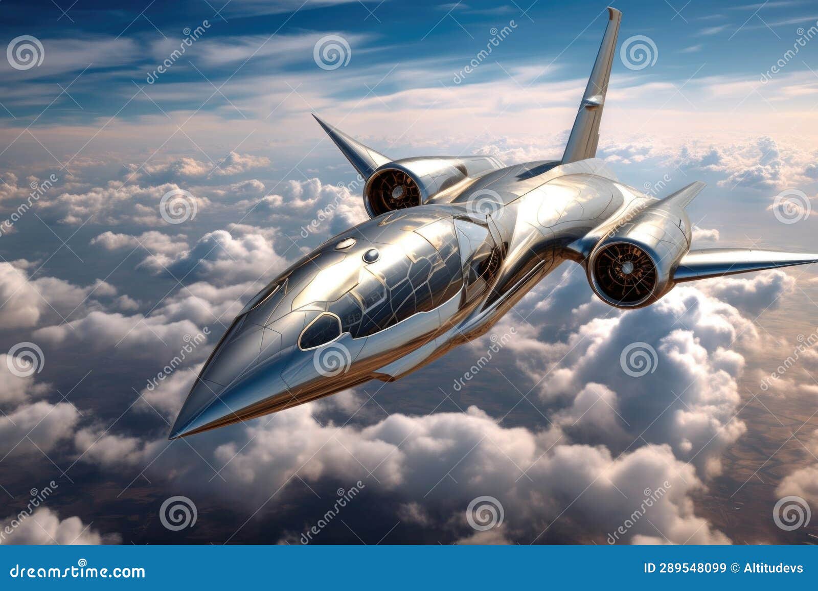 Futuristic High-speed Aircraft Soaring in the Sky Stock Illustration ...