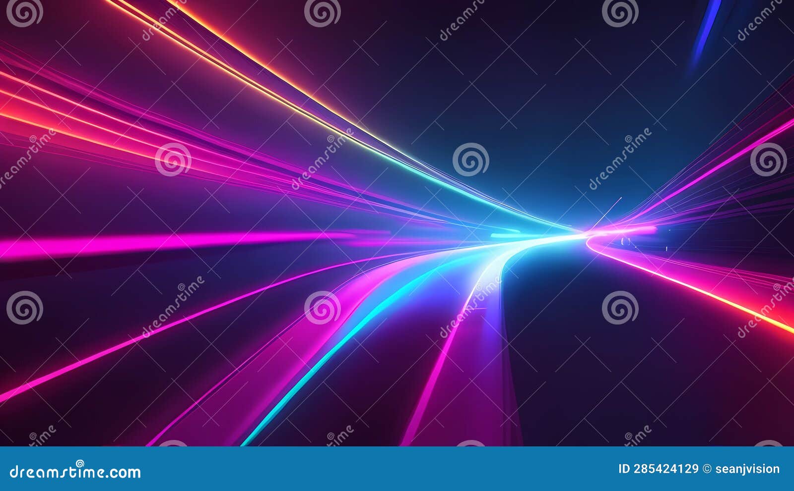 Futuristic High Speed Blue Pink Beam Ray Neon Light Stock Illustration ...
