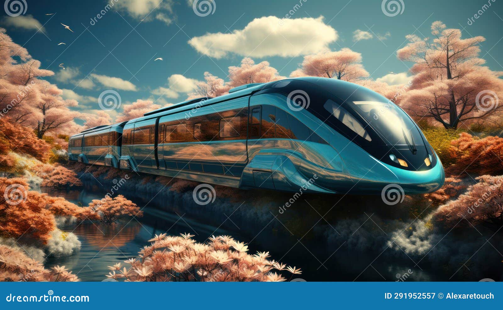 Futuristic High Speed Express Passenger Train. Stock Illustration ...