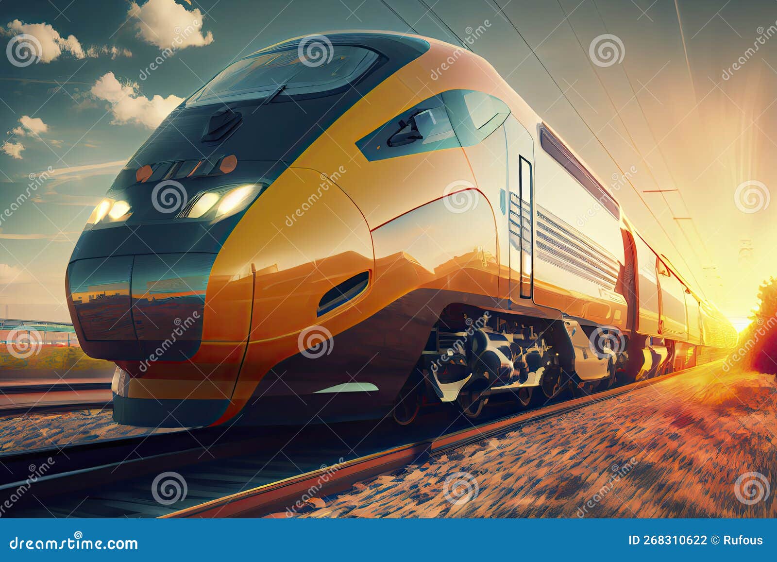 Futuristic High-speed Express Passenger Train. Logistics of the Future ...