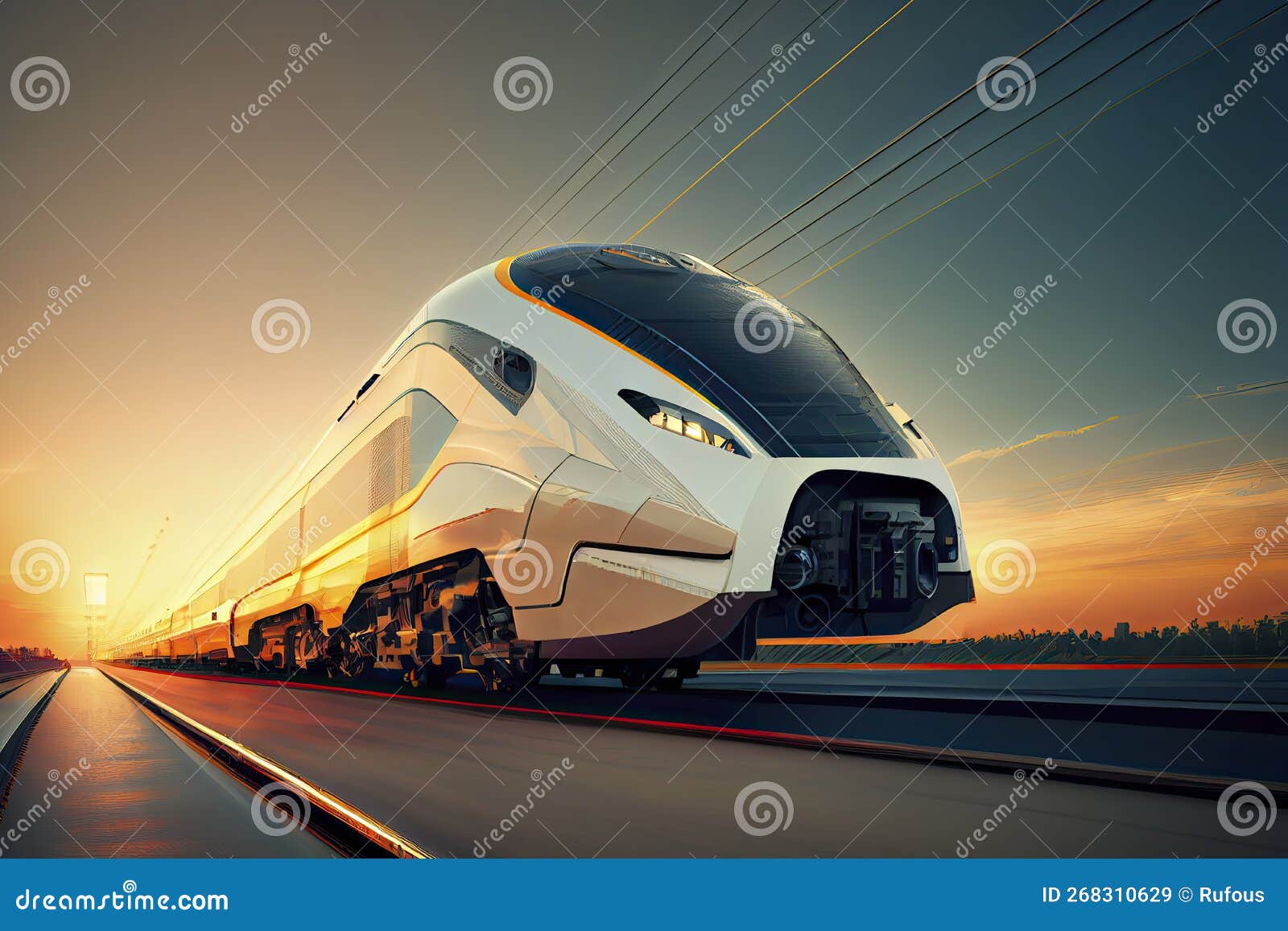 Futuristic High-speed Express Passenger Train. Logistics of the Future ...