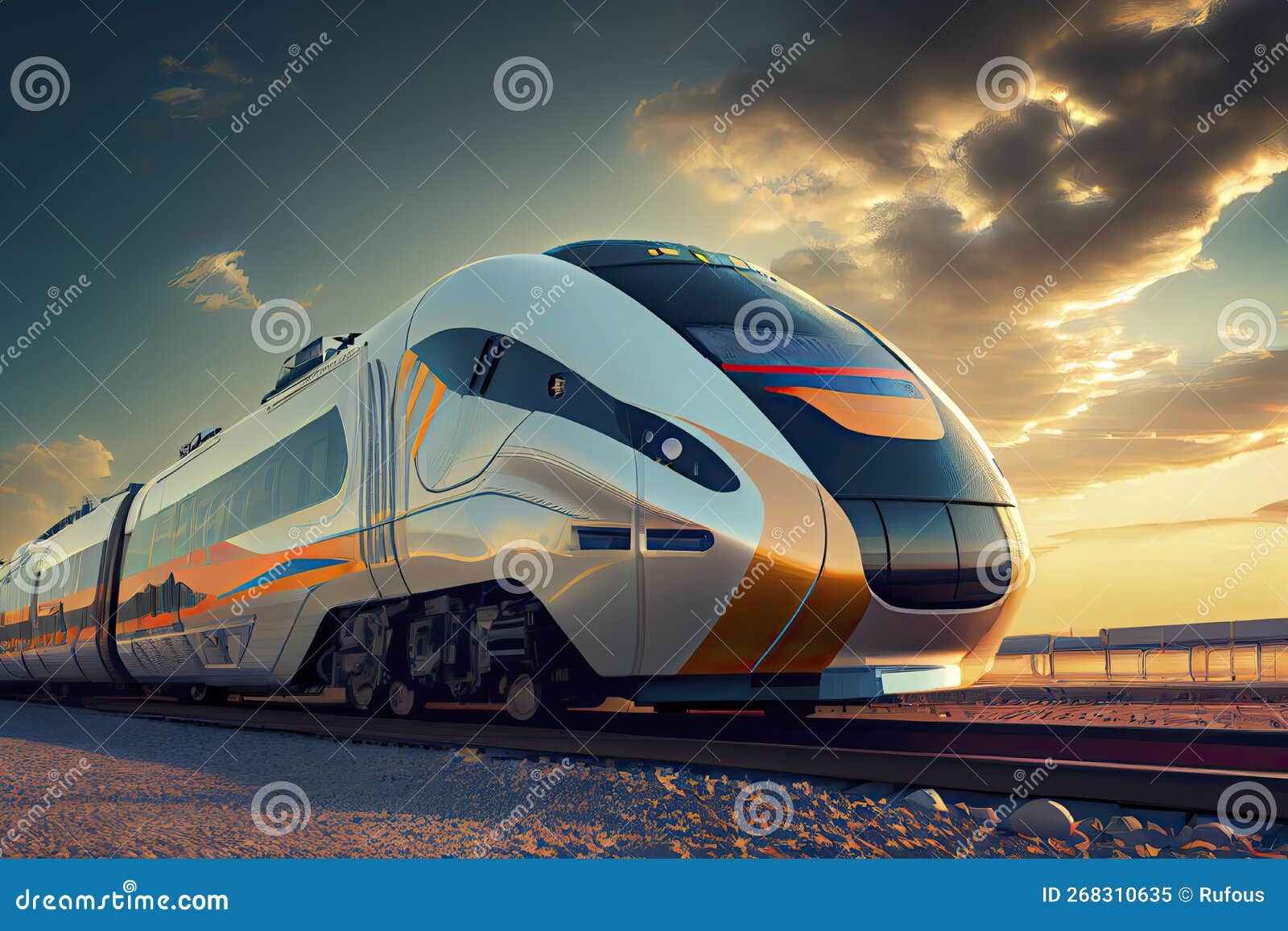 Futuristic High-speed Express Passenger Train. Logistics of the Future ...
