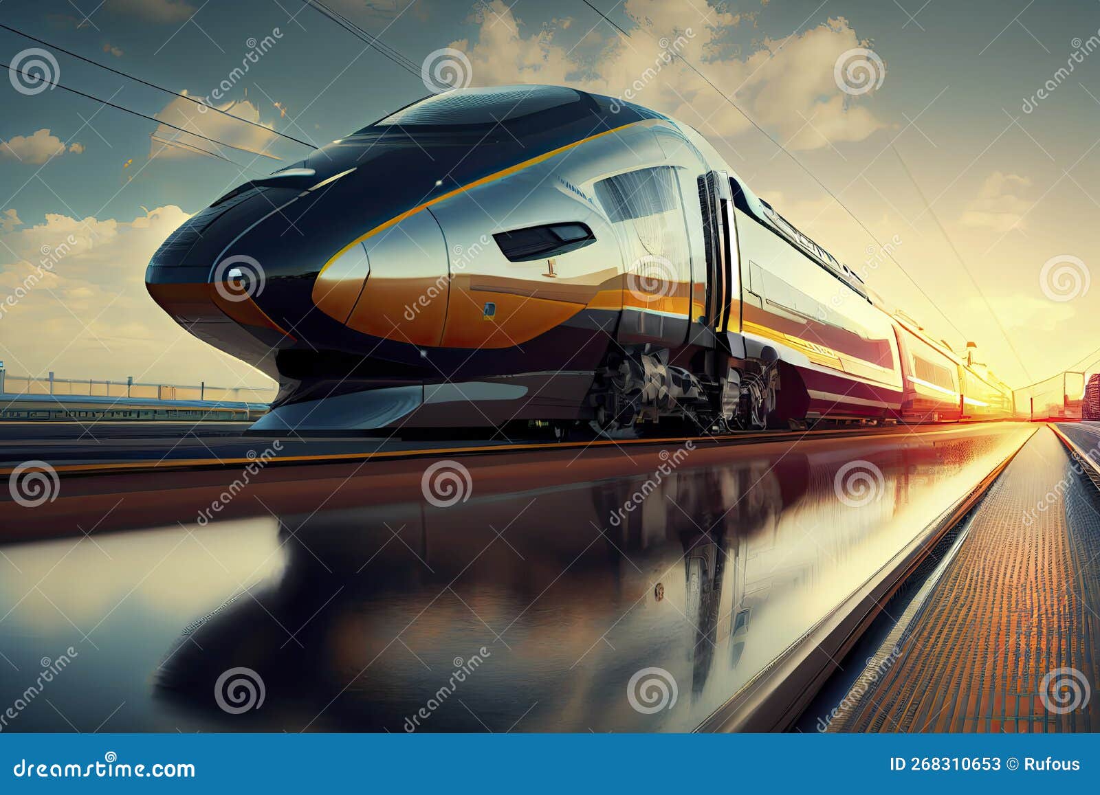 Futuristic High-speed Express Passenger Train. Logistics of the Future ...