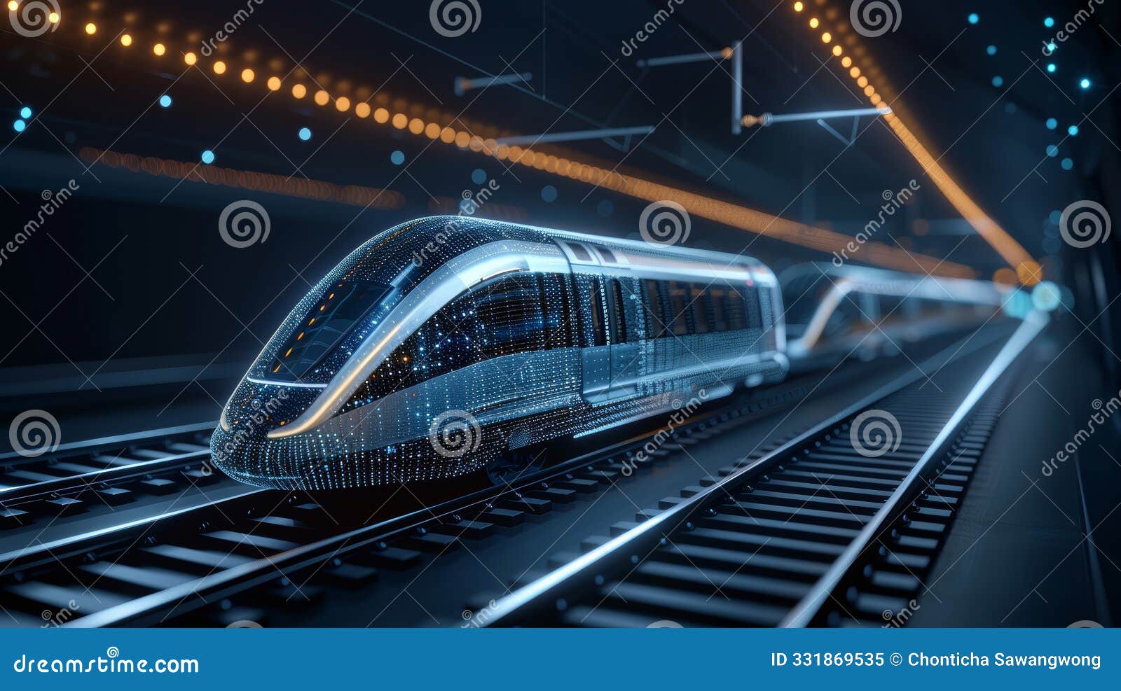 Modern Railway Station With Sleek And Streamlined Trains, Passengers ...