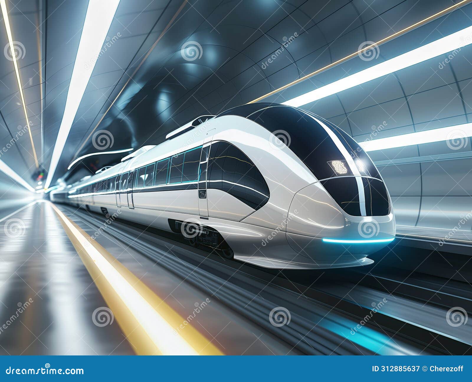 Futuristic High-Speed Train in Motion Stock Image - Image of efficient ...