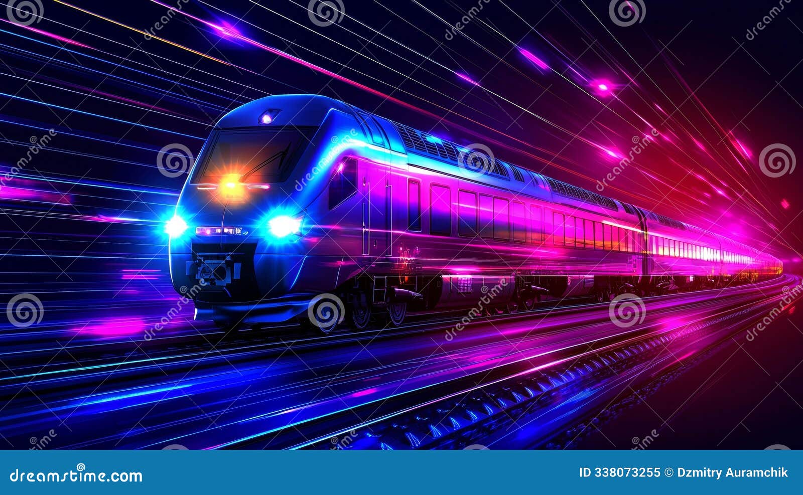 A Futuristic, High-speed Train is Shown As a Digital Wireframe Made of ...