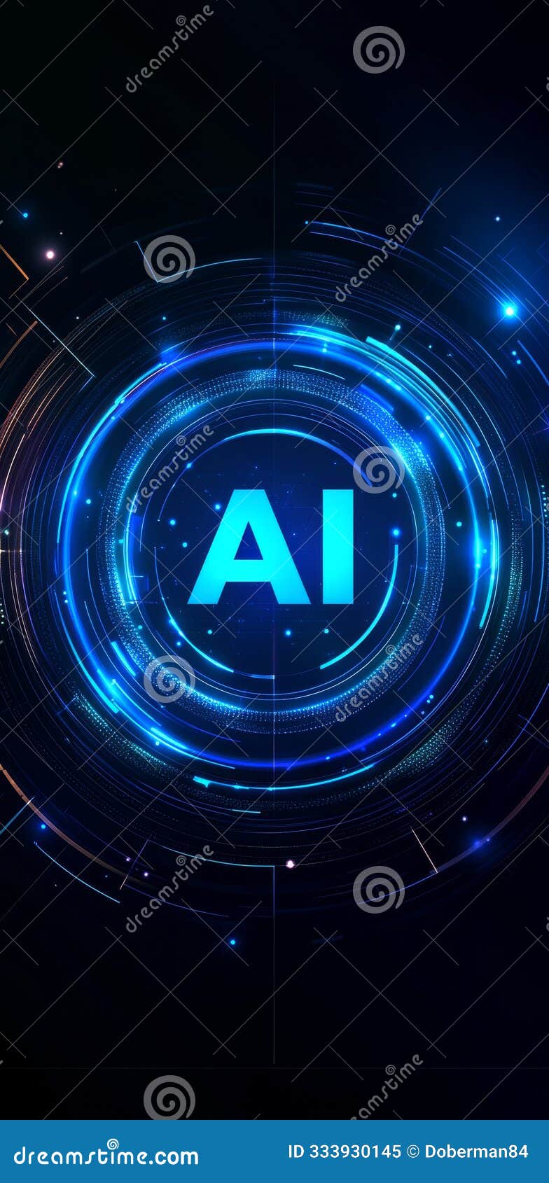 Futuristic and High-tech AI Concept with Glowing Digital Circuit ...