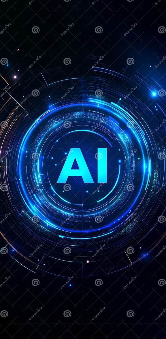 Futuristic and High-tech AI Concept with Glowing Digital Circuit ...