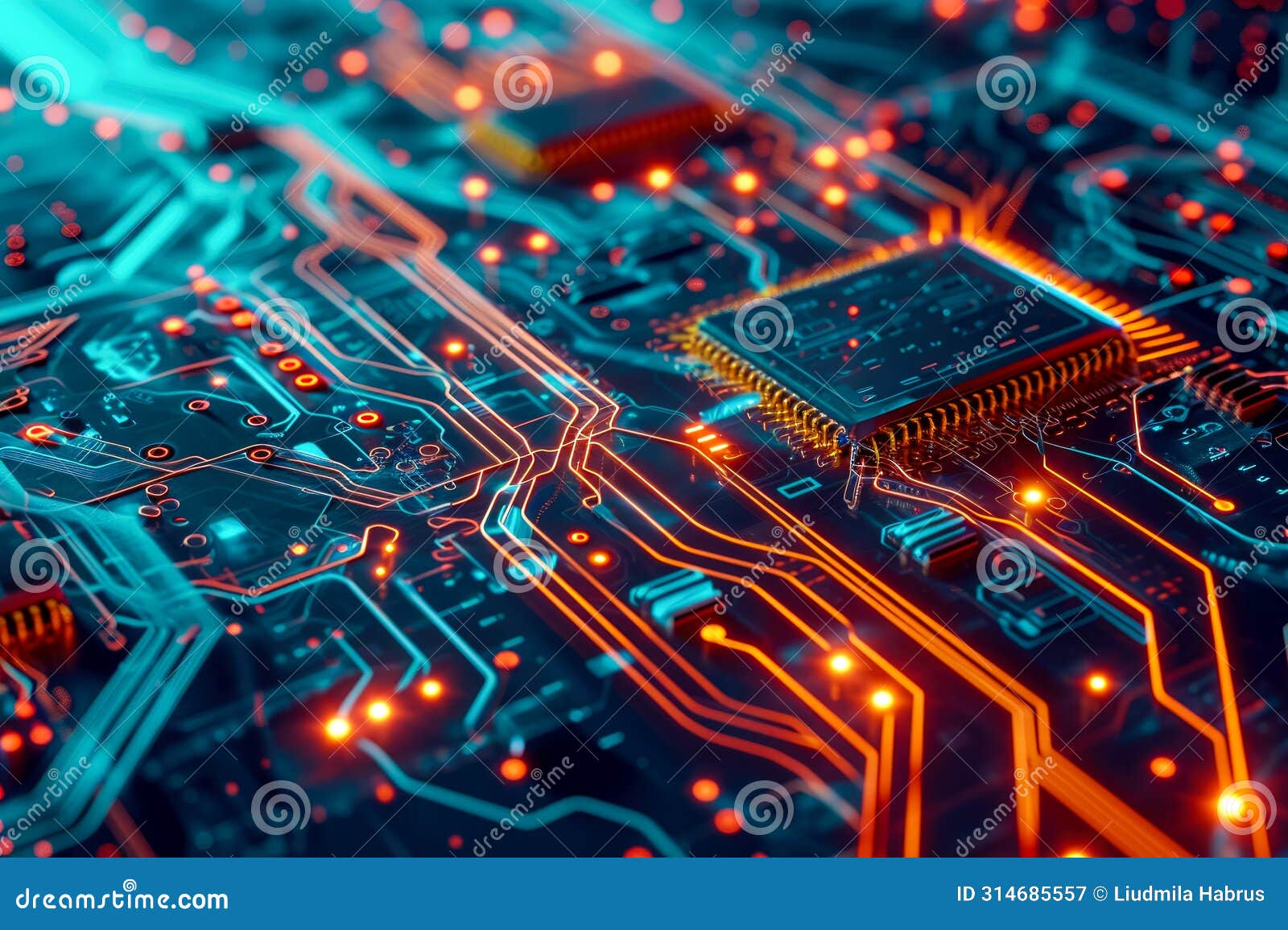 Futuristic and High-tech Background with Circuit Board Motifs Stock ...