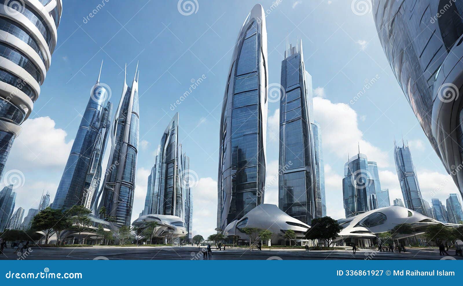 Futuristic High Tech Buildings, Perspective of Business Office Modern ...