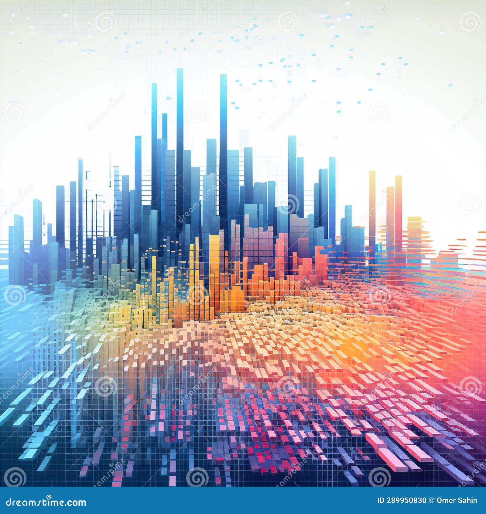 Futuristic High-Tech Cityscape with Dividend Graph Stock Photo - Image ...