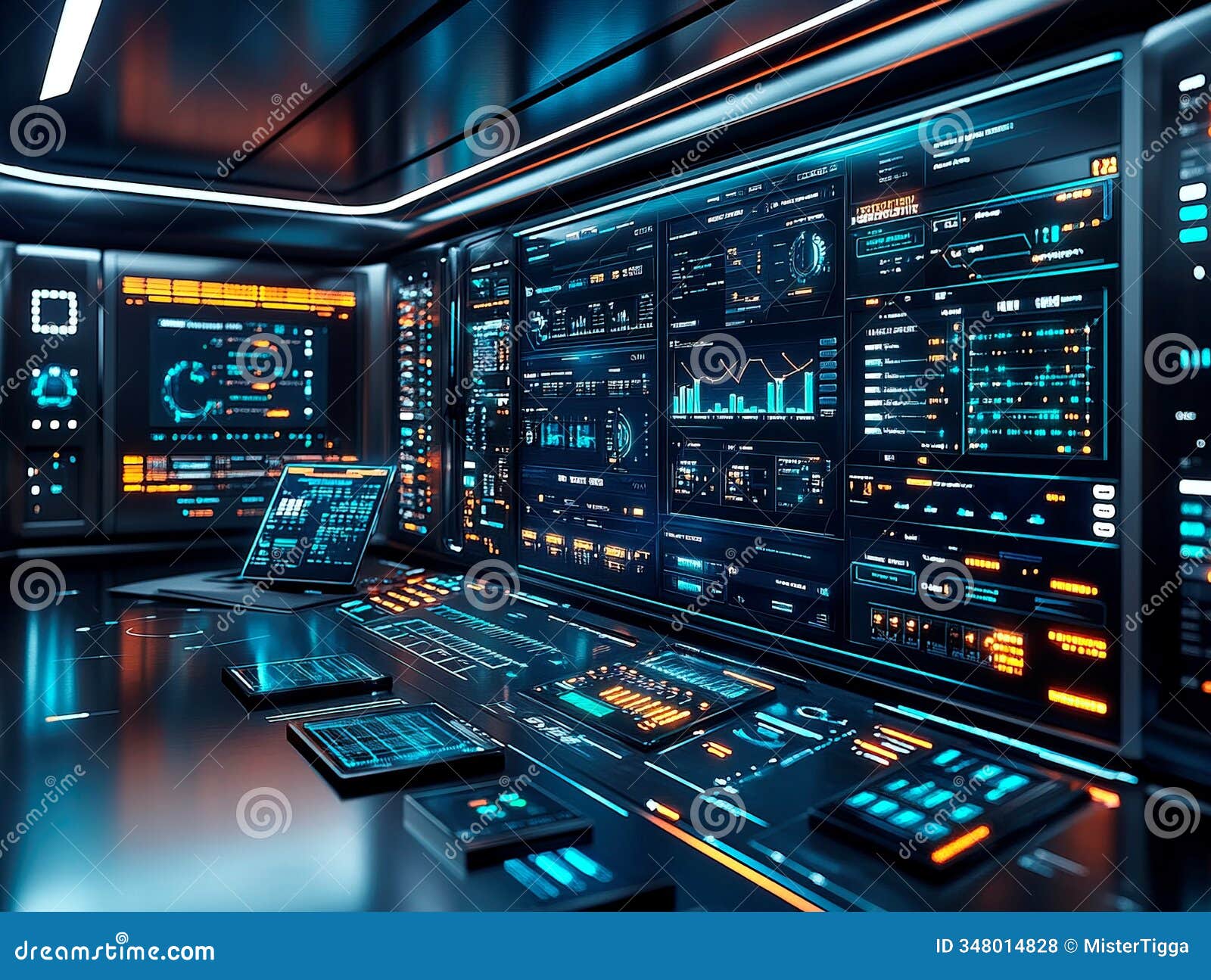 A Futuristic, High-tech Control Room on a Spacecraft or ...