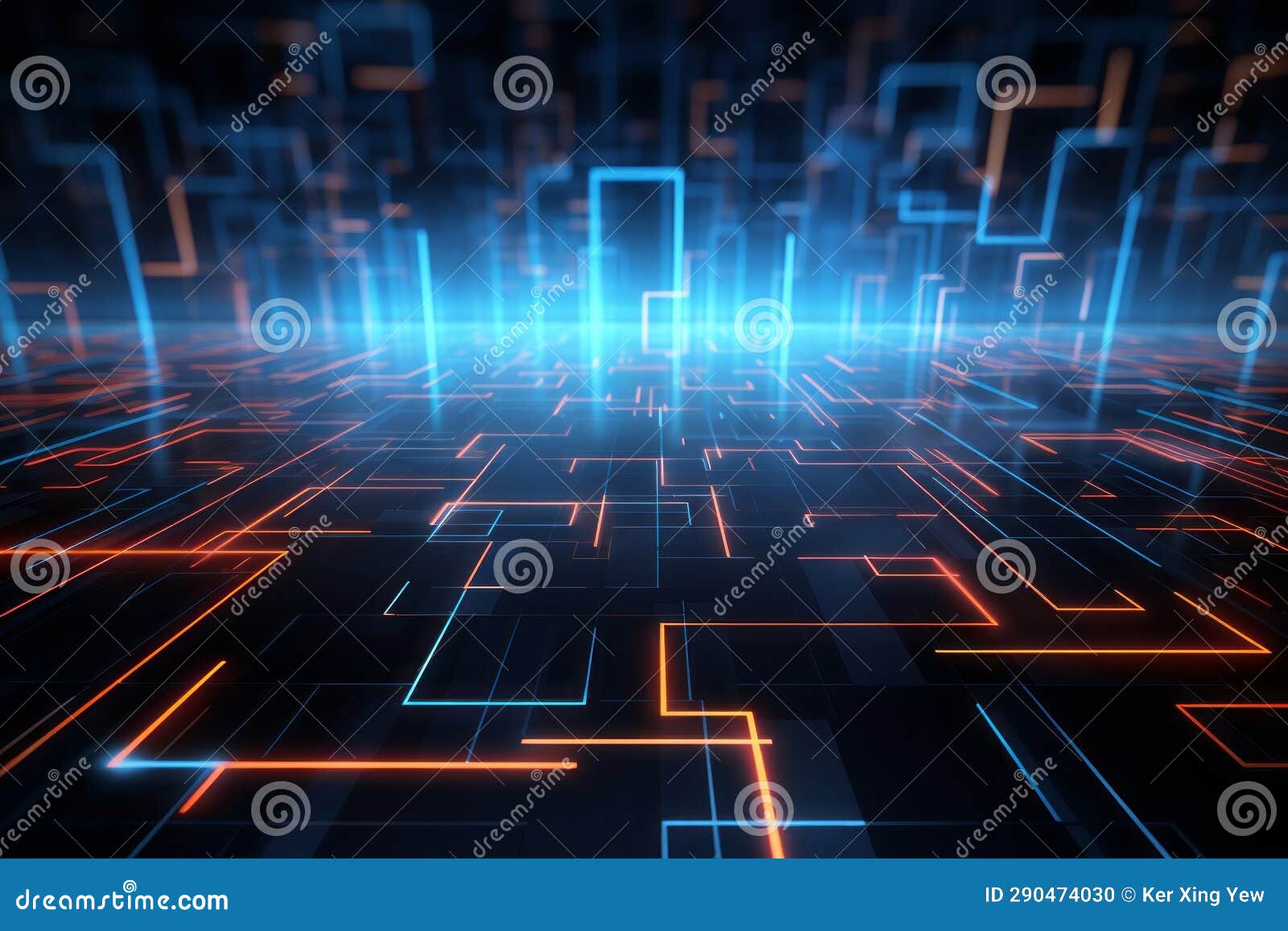 Futuristic and High-tech Digital Lines and Patterns Stock Illustration ...