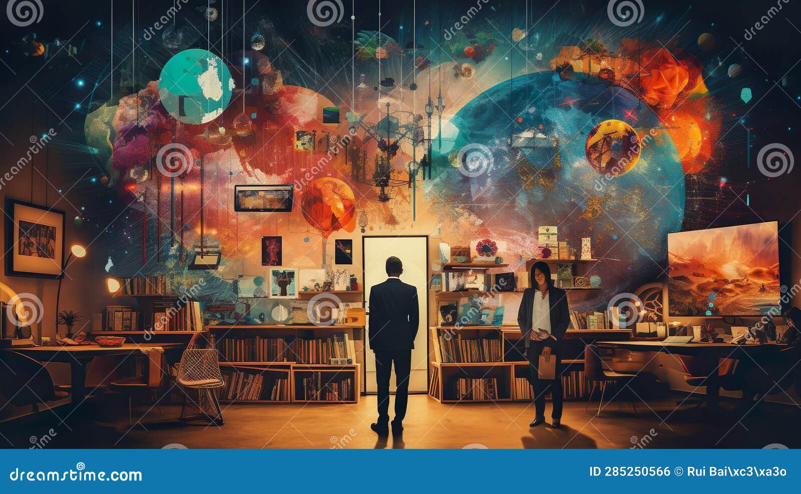 Futuristic High Tech Fast Paced Corporate Environment and Business ...