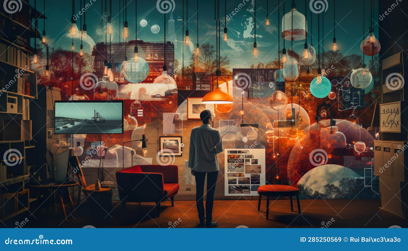 Futuristic High Tech Fast Paced Corporate Environment and Business ...