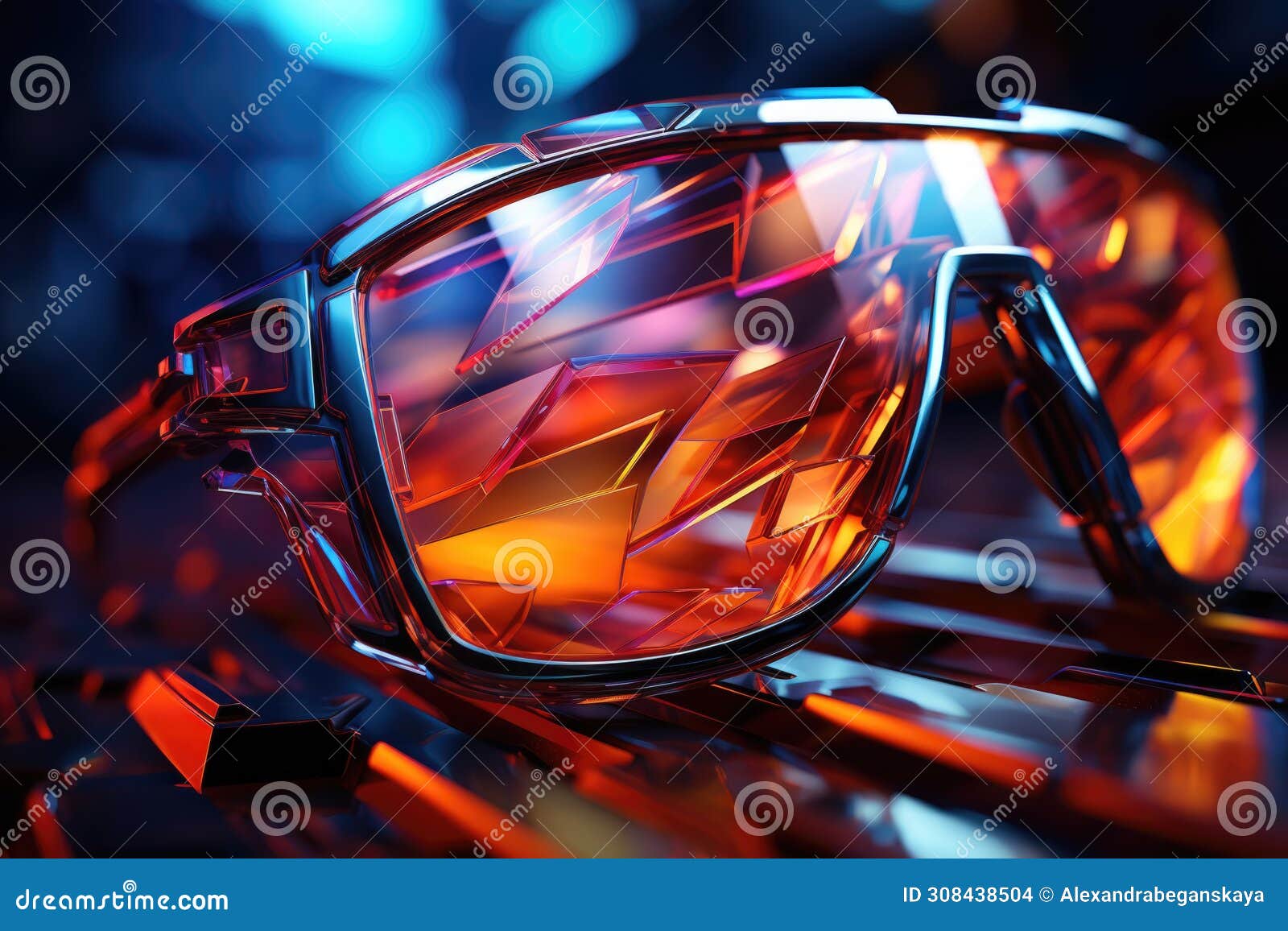 Futuristic High-Tech Glasses with Geometric Light Reflections Stock ...