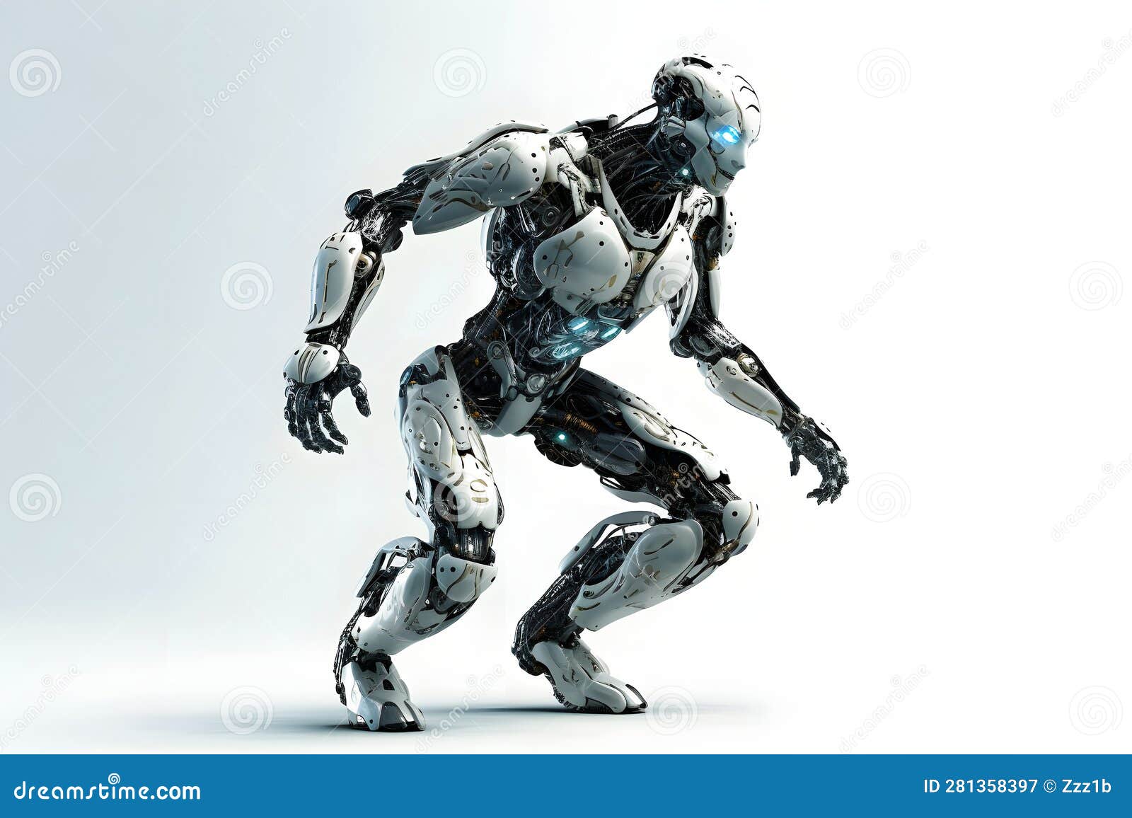 Futuristic High-tech Humanoid Anthropomorphic Robot on White Background ...
