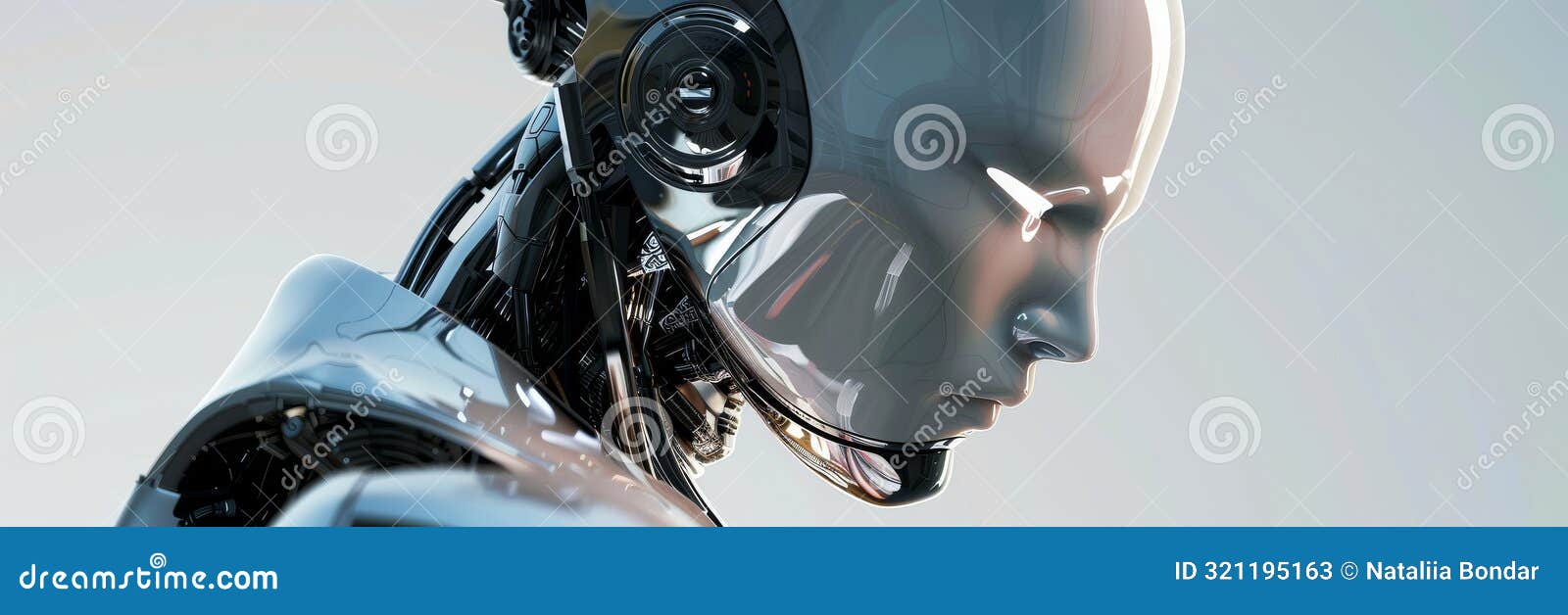 Futuristic High-Tech Humanoid Robot with Complex Details and Metallic ...