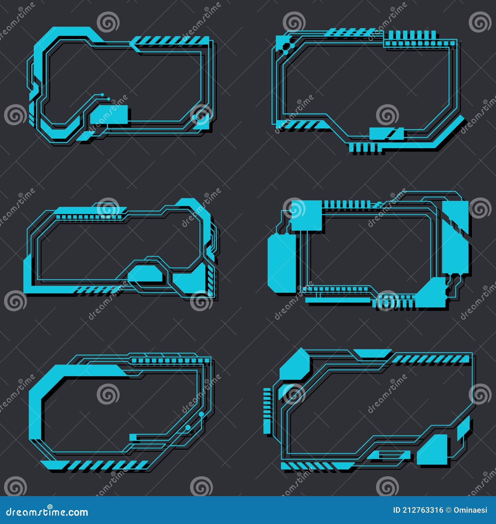 Futuristic High Tech Interface Elements Panel Menu Control Vector ...