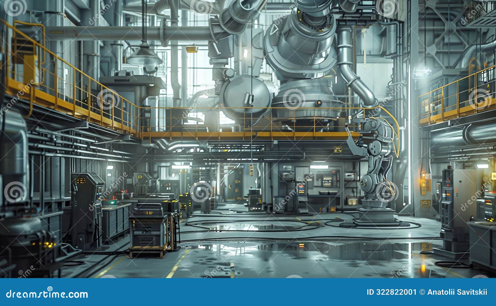 A Futuristic, High-tech Manufacturing Plant with Robotic Arms and AI ...
