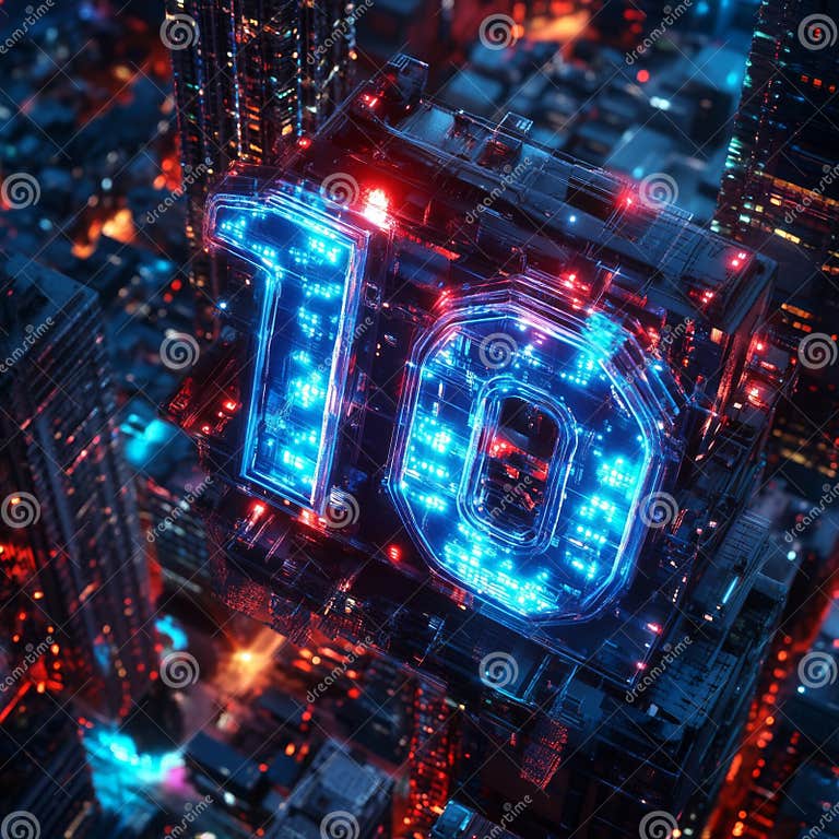 Futuristic High-Tech Number Display Stock Illustration - Illustration ...