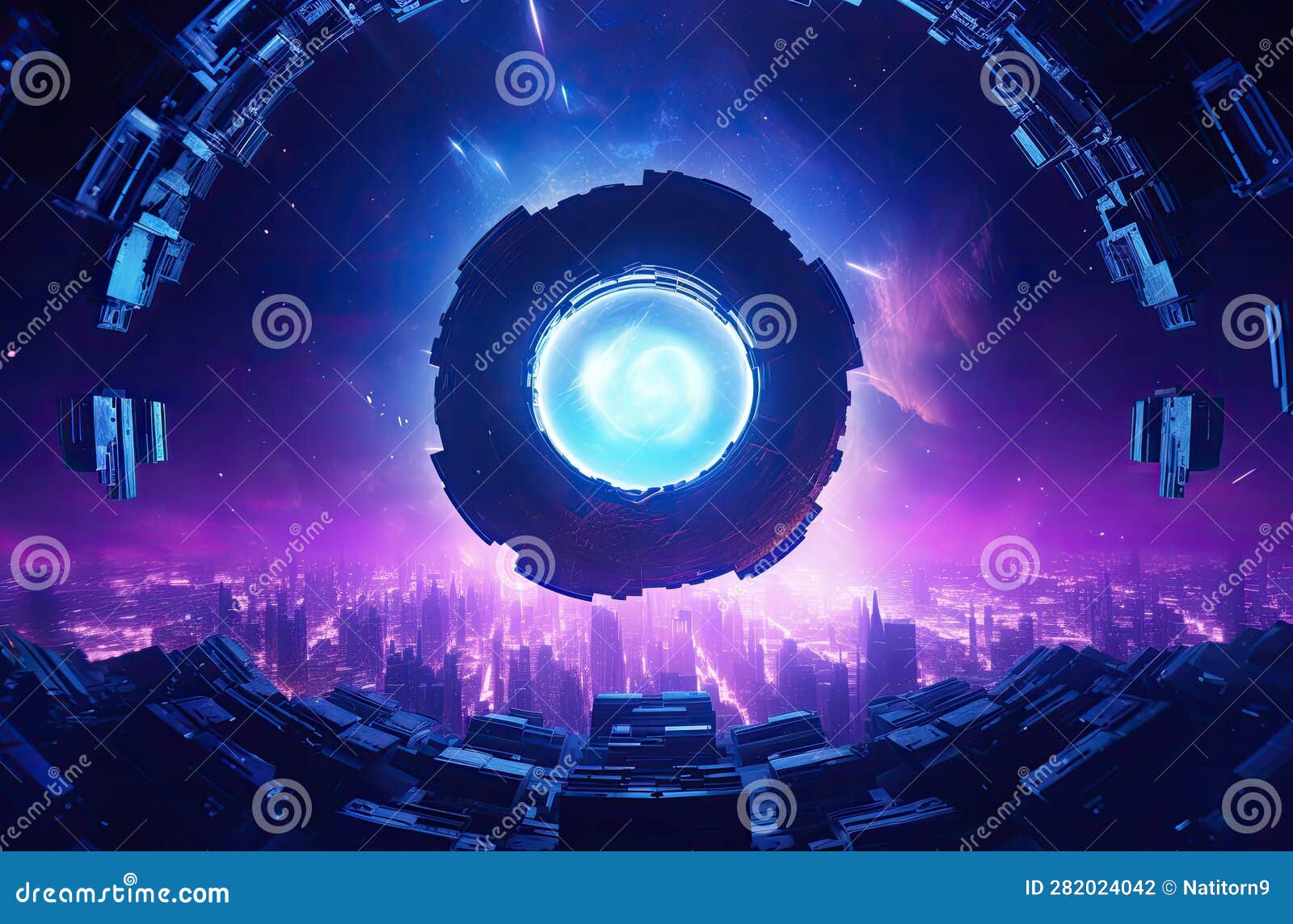 Futuristic High-Tech Purple Light Circle Stock Illustration ...