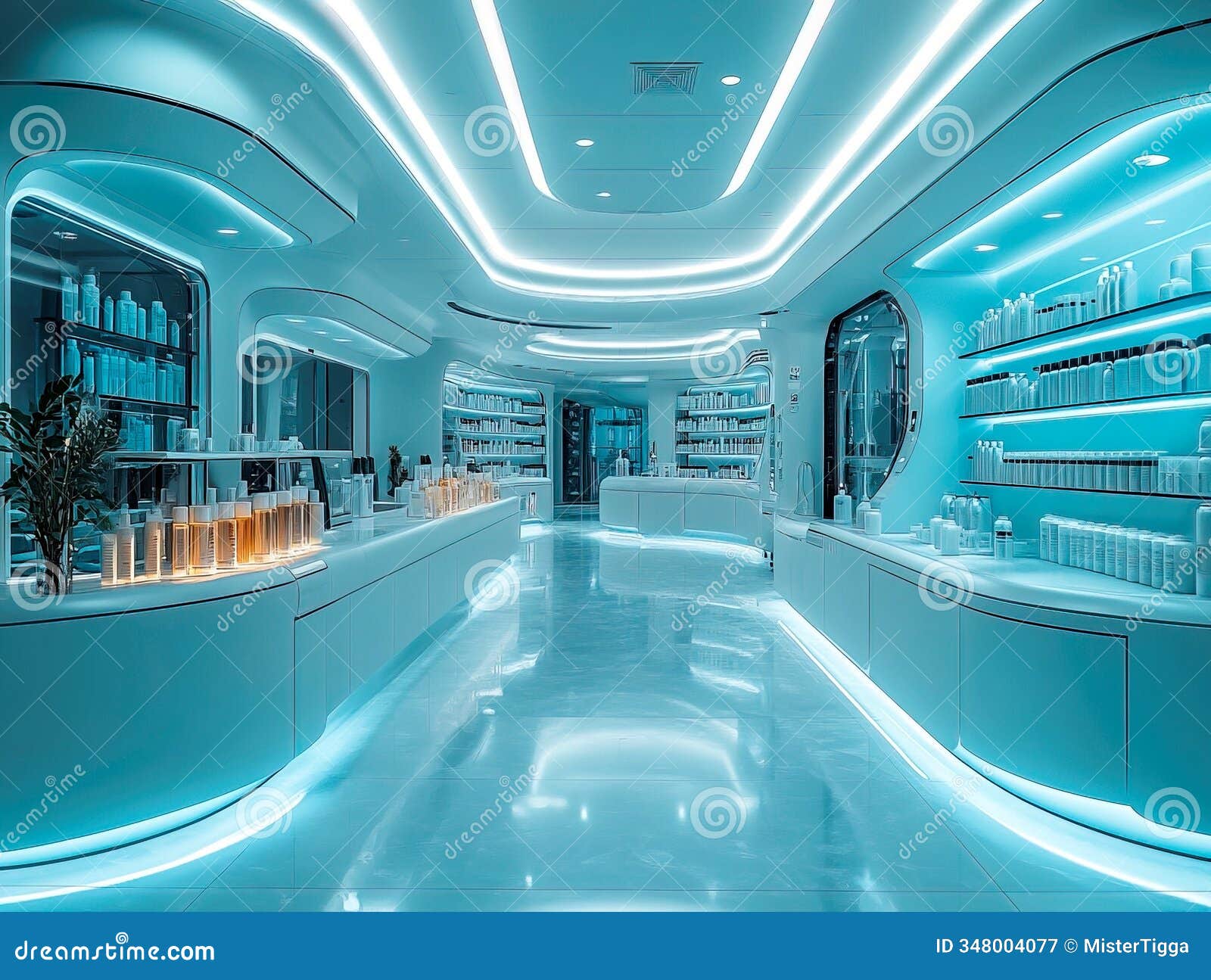 A Futuristic, High-tech Salon Spa with a Sleek Design, White and Blue ...