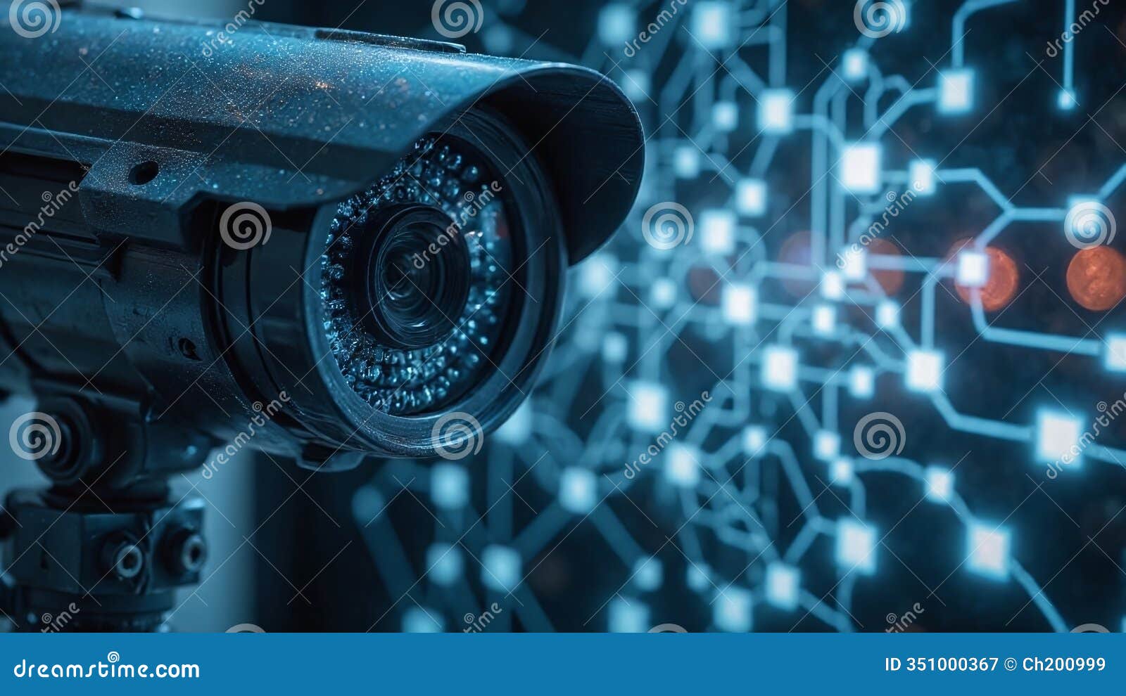 Futuristic High-tech Scene with Surveillance Camera Stock Image - Image ...