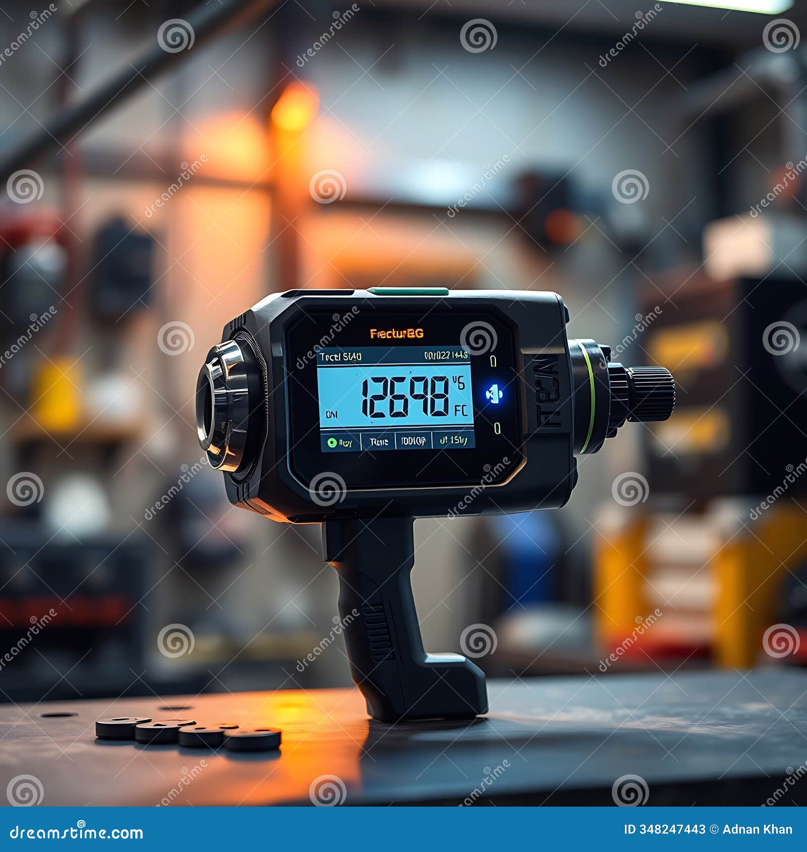 A Futuristic High Tech Torque Tool with a Digital Screen Illuminated ...