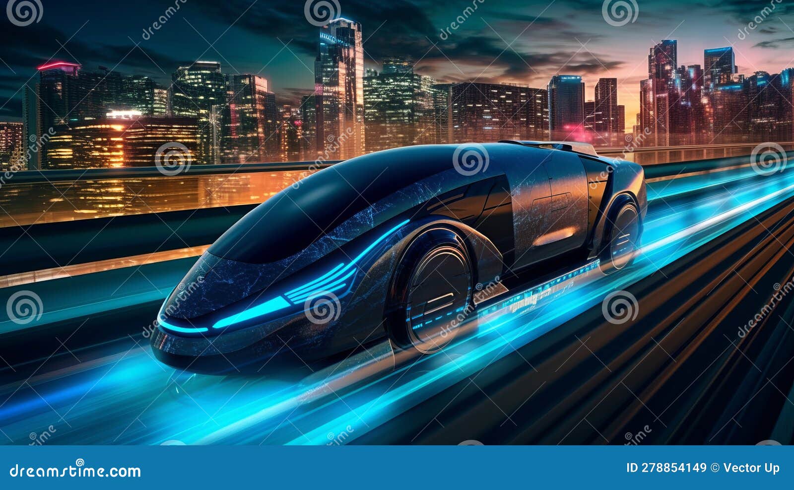 A Futuristic High-tech Vehicle with a Trail. Generative AI Stock ...
