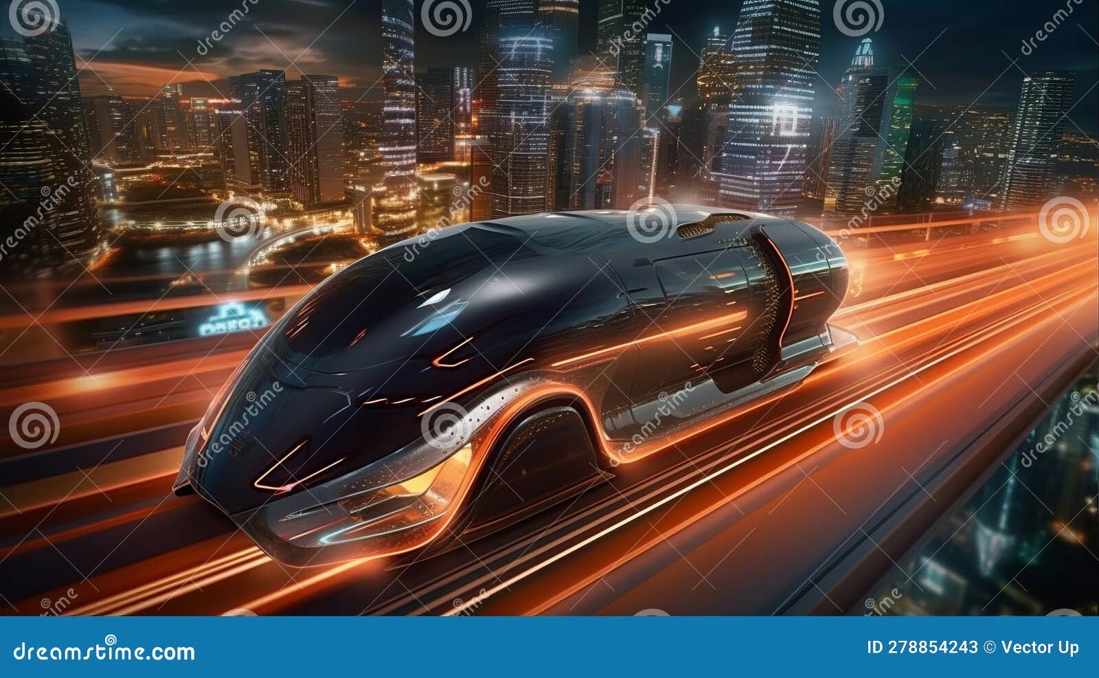 A Futuristic High-tech Vehicle with a Trail. Generative AI Stock ...