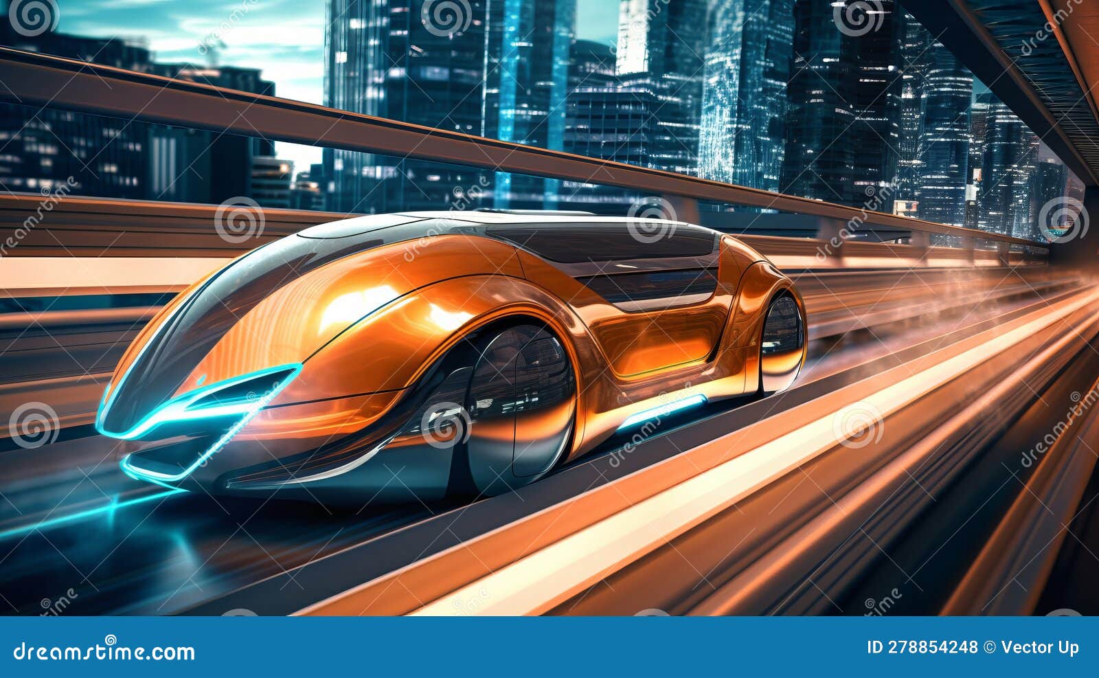 A Futuristic High-tech Vehicle with a Trail. Generative AI Stock ...